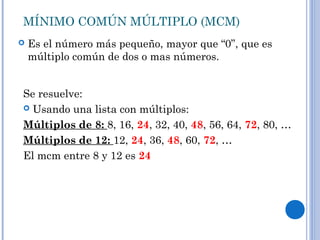 6º Matemática: Clase 3 Máximo Factor Común (MFC) y Mínimo común ...