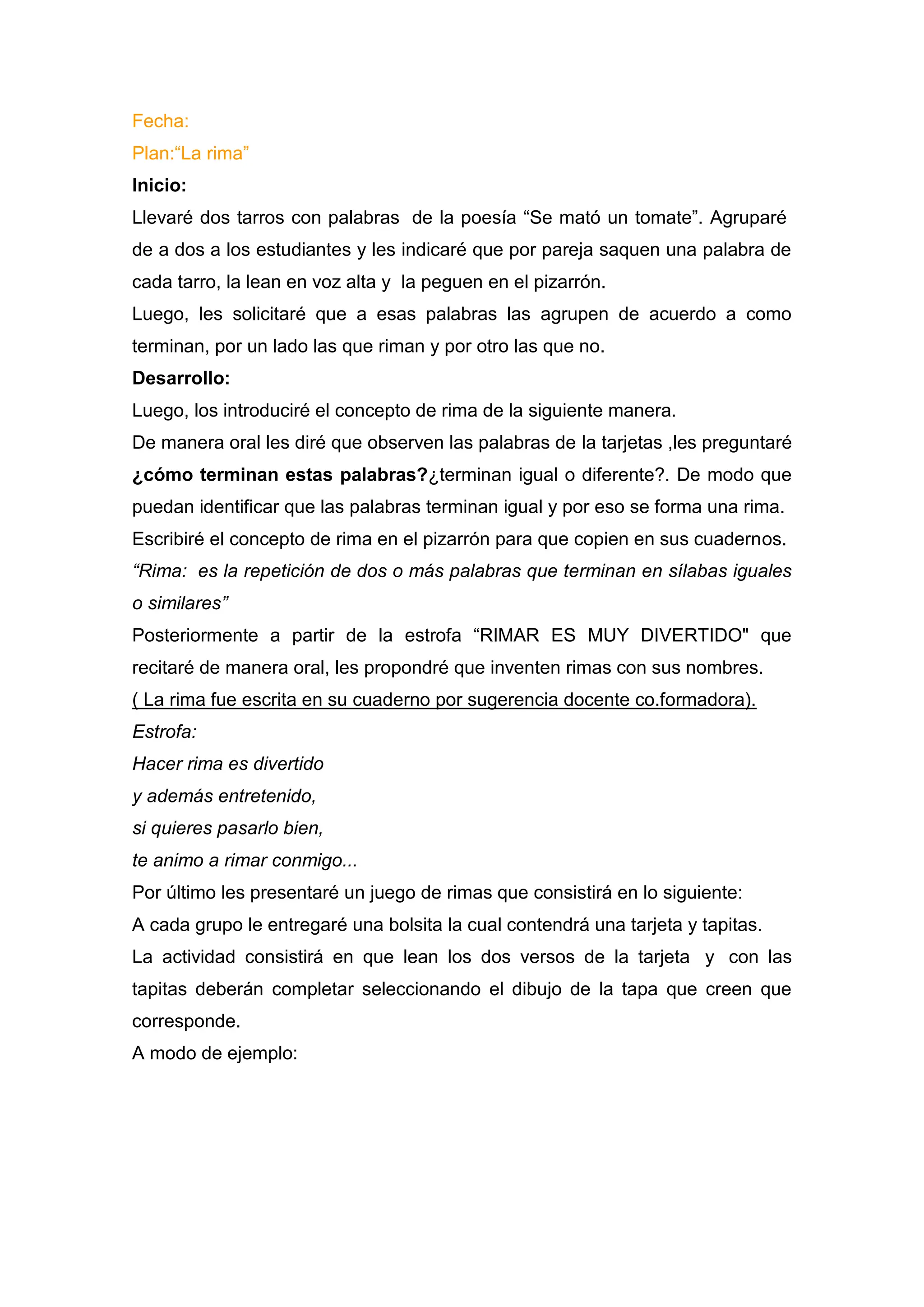 Clase numero 3 rima, lengua segundo grado.docx | Poetry | Books and ...