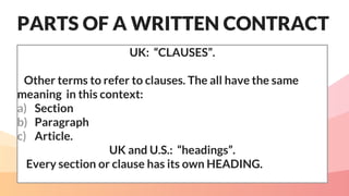 Clase 3 style of a written contract. Tomas Mario Costanzo. | PPTX | Law