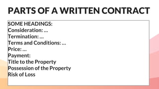 Clase 3 style of a written contract. Tomas Mario Costanzo. | PPTX | Law