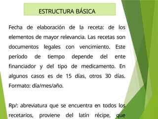 CLASE SOBRE TIPOS Y USOS DE RECETAS MEDICAS | PPTX