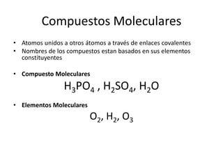 Compuesto Molecular Vs Compuesto Iónico