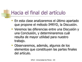Clase 8 - La discusión | PPT