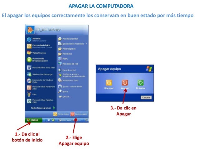 Encender y apagar el equipo