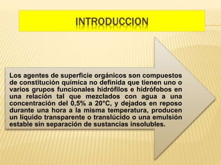 Agentes Tensoactivos | PPTX