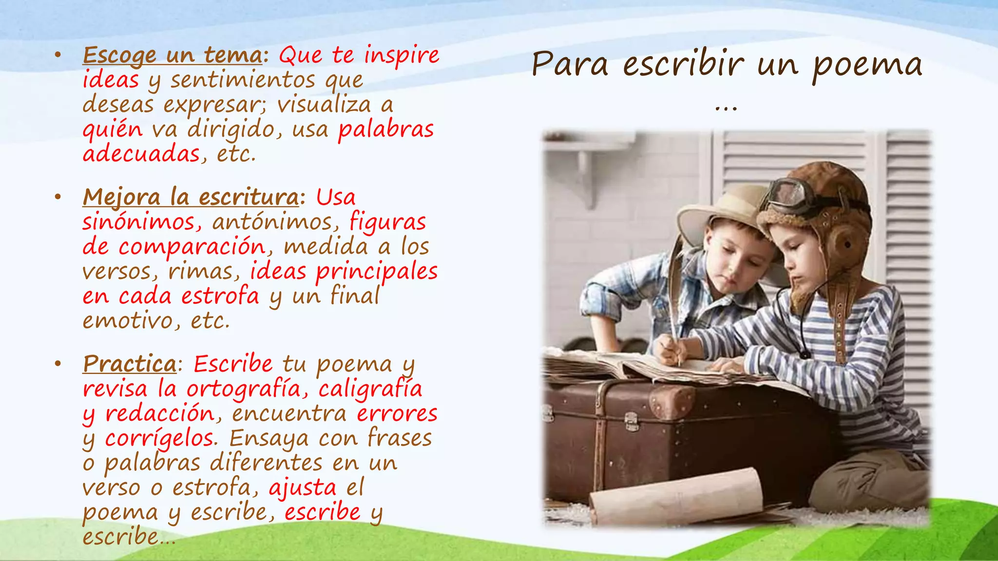 Clase castellano 4-03-01-18_escritura de poemas | PPT