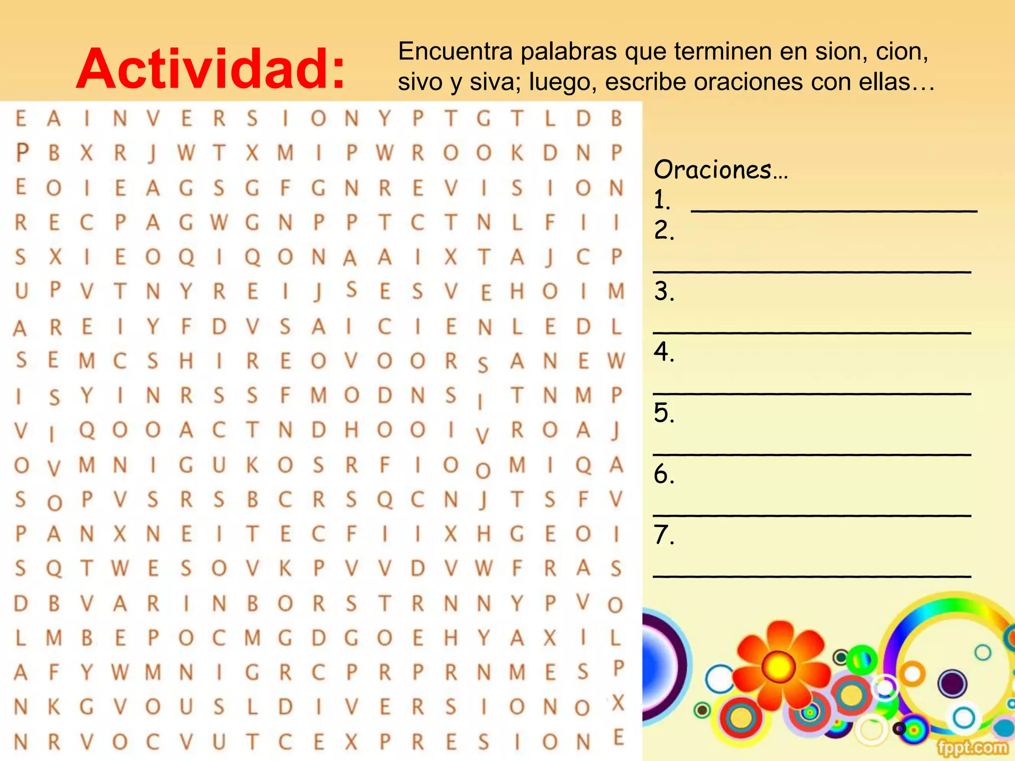 Clase castellano 4-05-24-19_terminaciones sion-cion-sivo-siva | PPT