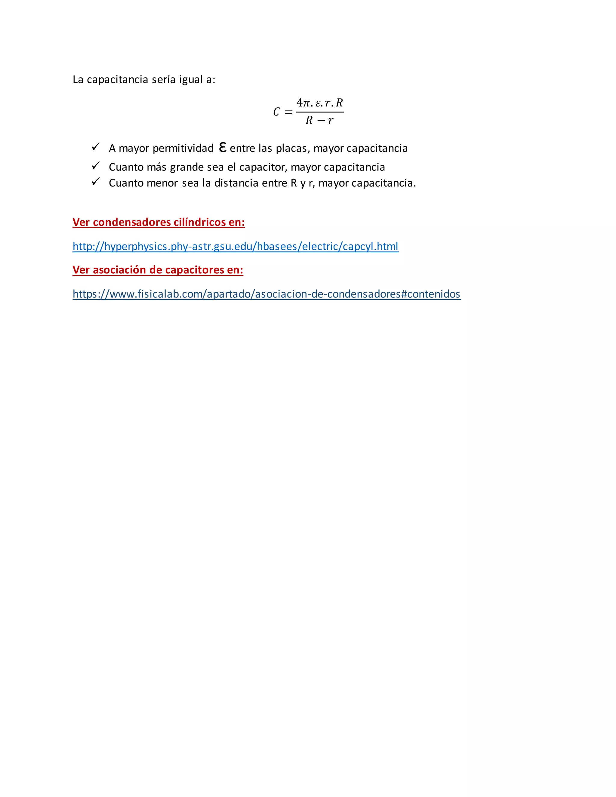 Clase sobre capacitores esféricos | DOCX