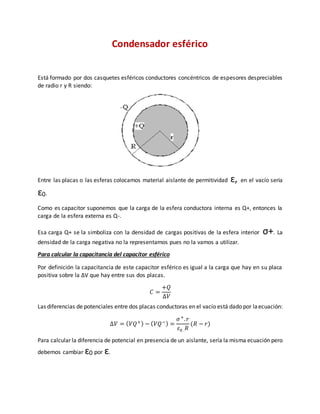 Clase sobre capacitores esféricos | DOCX
