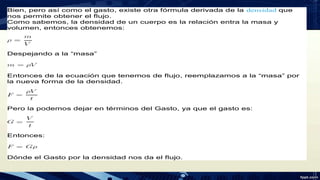 Clase fisica aplicada, gasto y flujo | PPTX