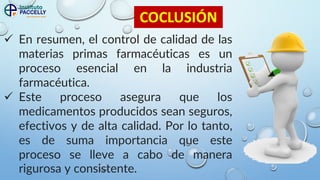 Control de Calidad de Materias Primas en la Industria Farmacéutica ...
