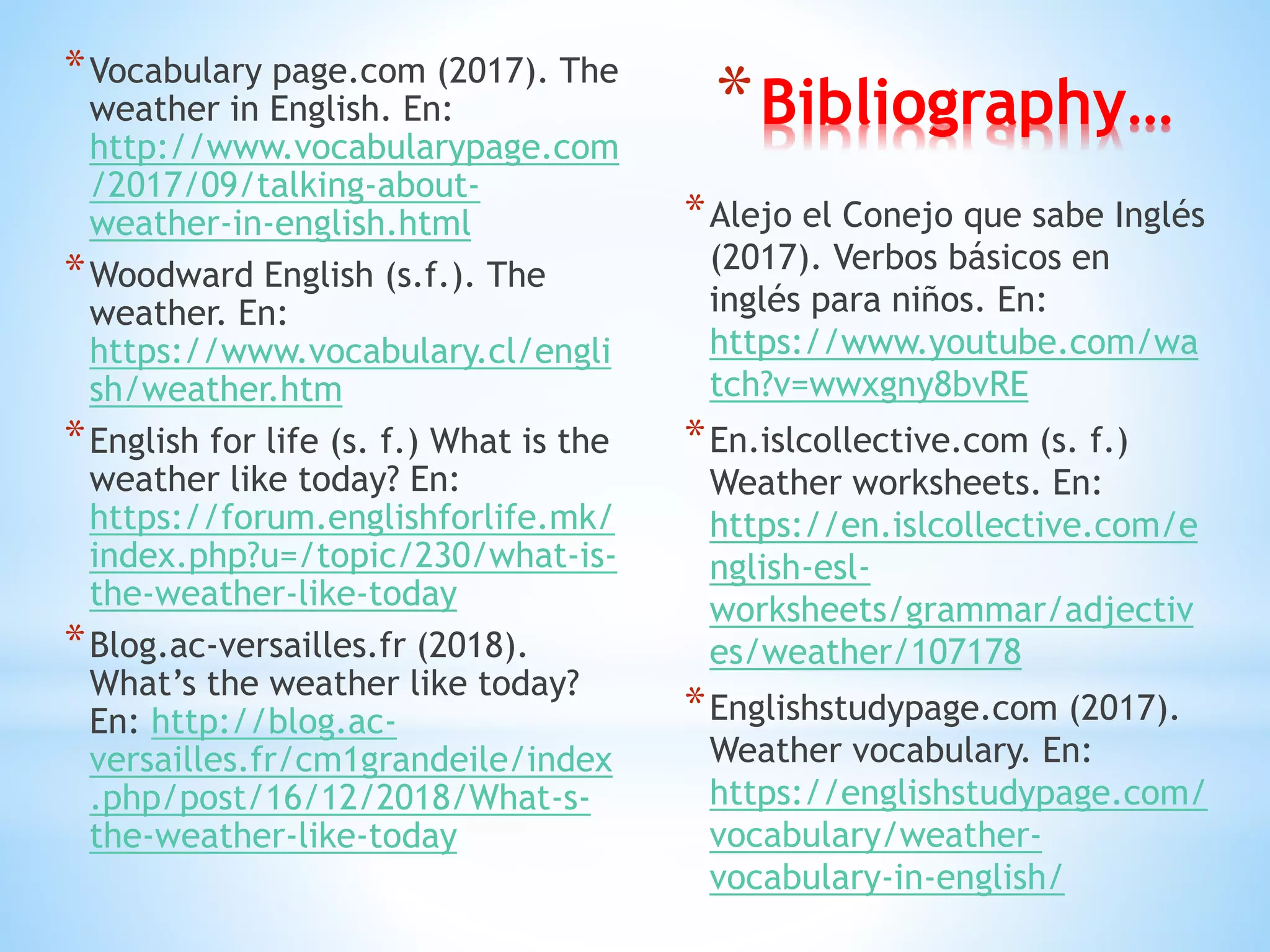 Clase ingles 4_10-15-19_the weather-review | PPTX