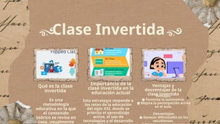 CLASE INVERTIDA, ventajs desventajas,roldel docente | PPTX