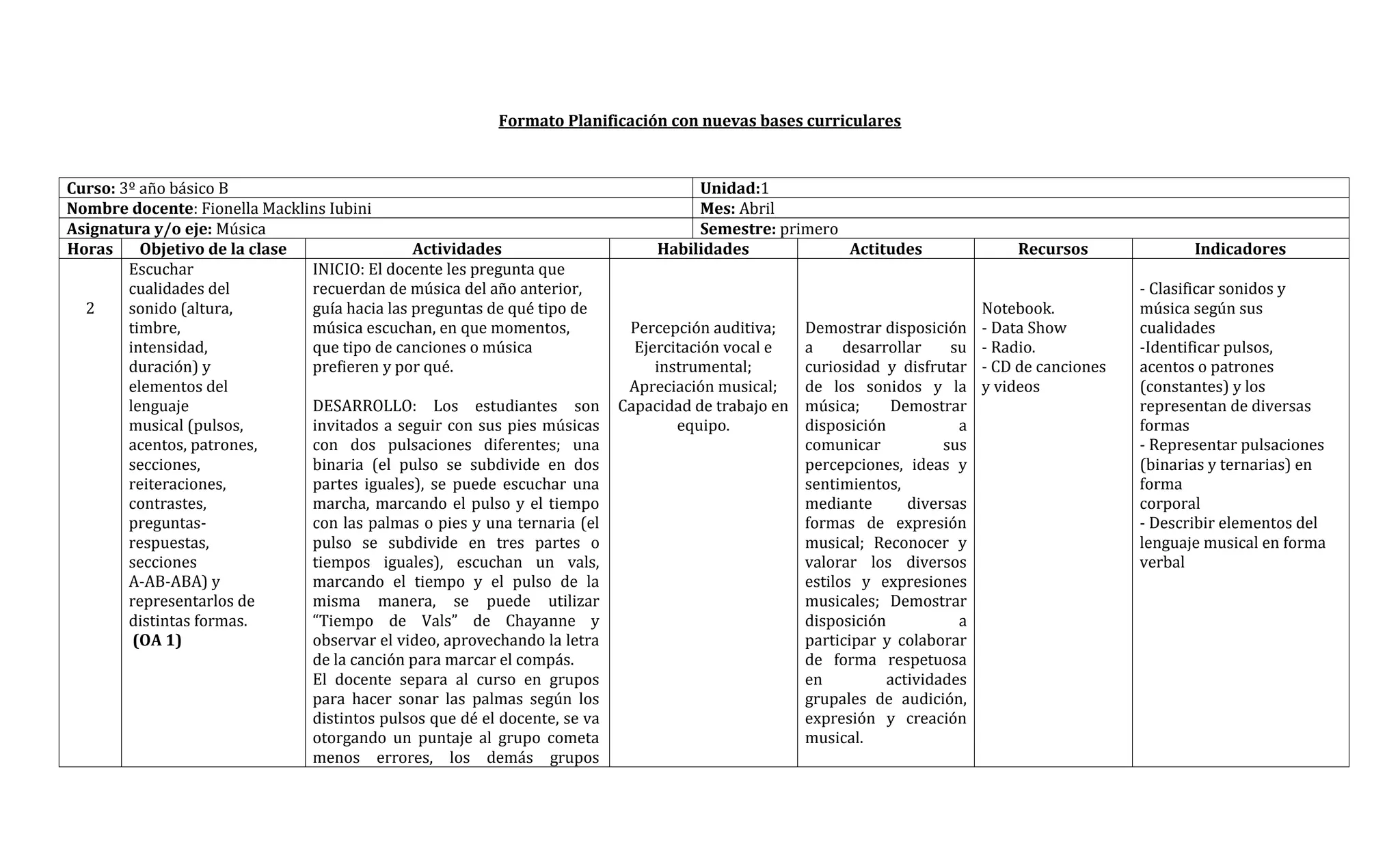 Clase musica | DOCX