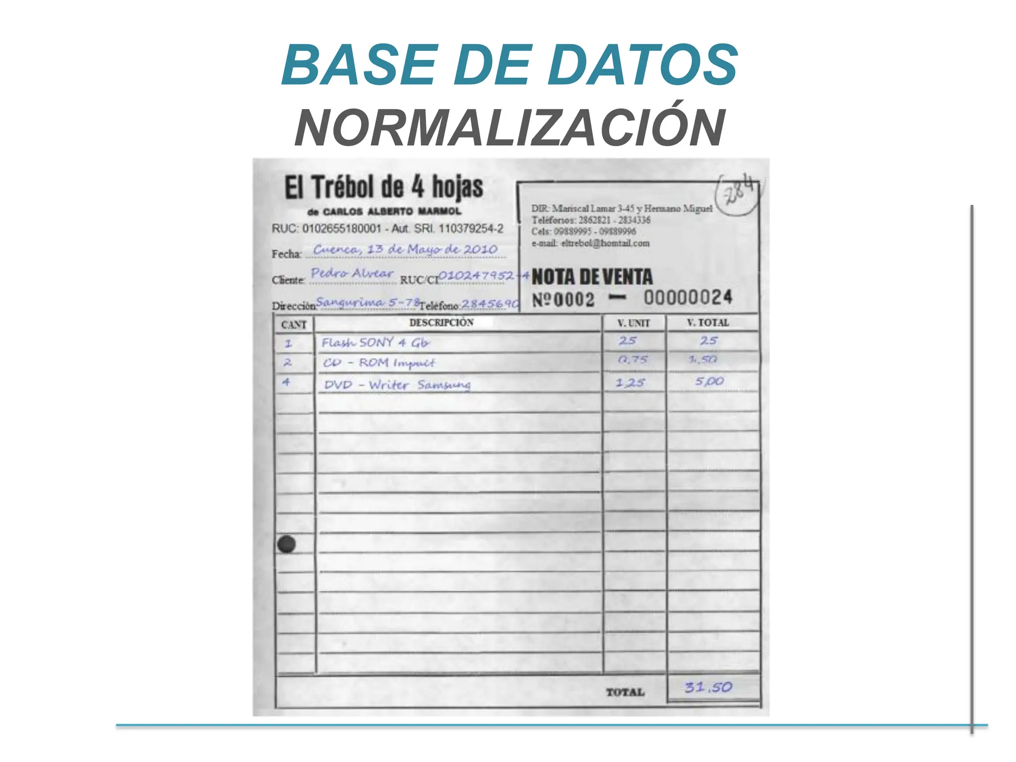 NORMALIZACIÓN: Tercera Forma Normal (3FN) | PPT