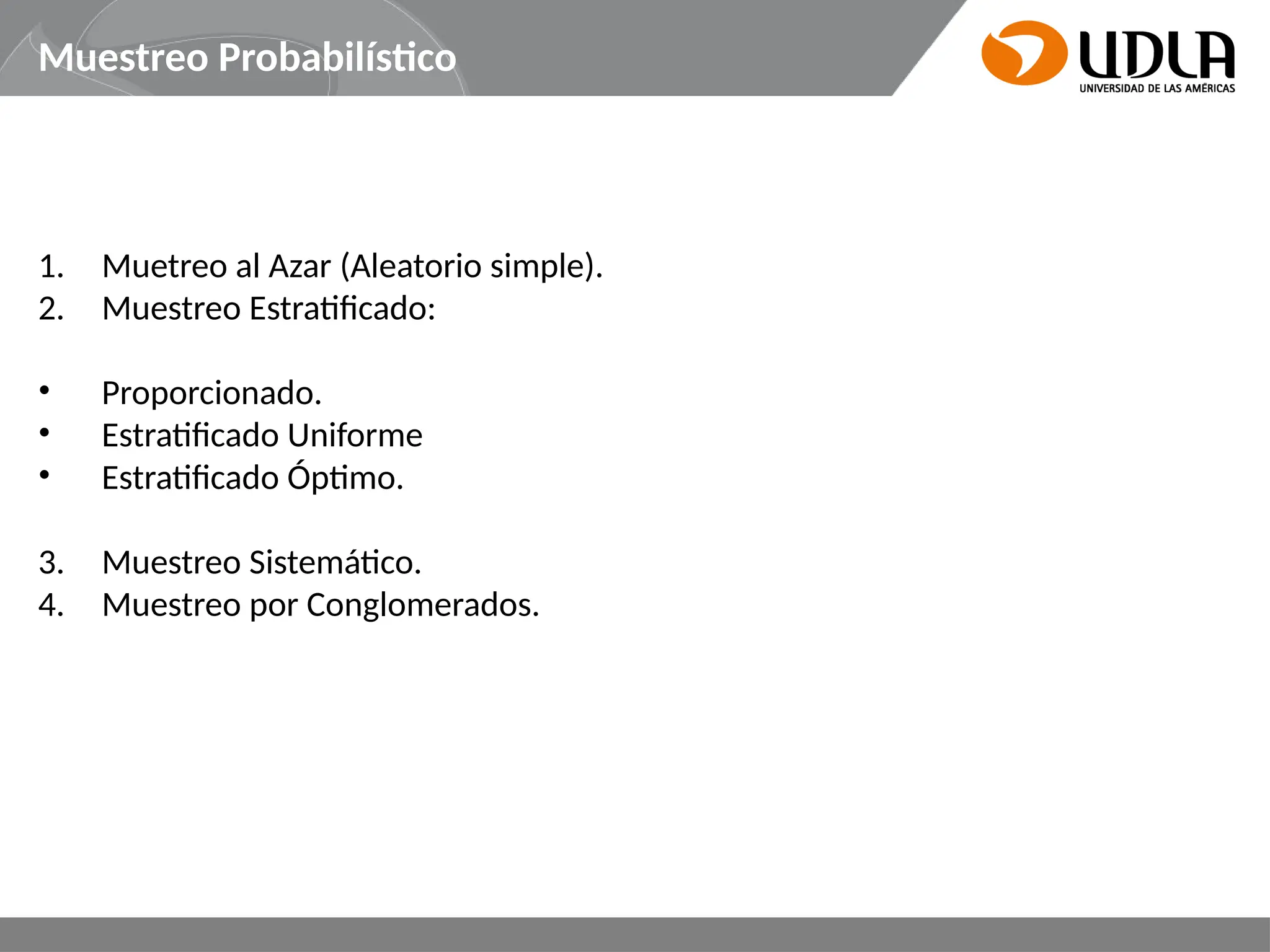 Conceptos generales de universo población y muestra- tipos de muestreos ...