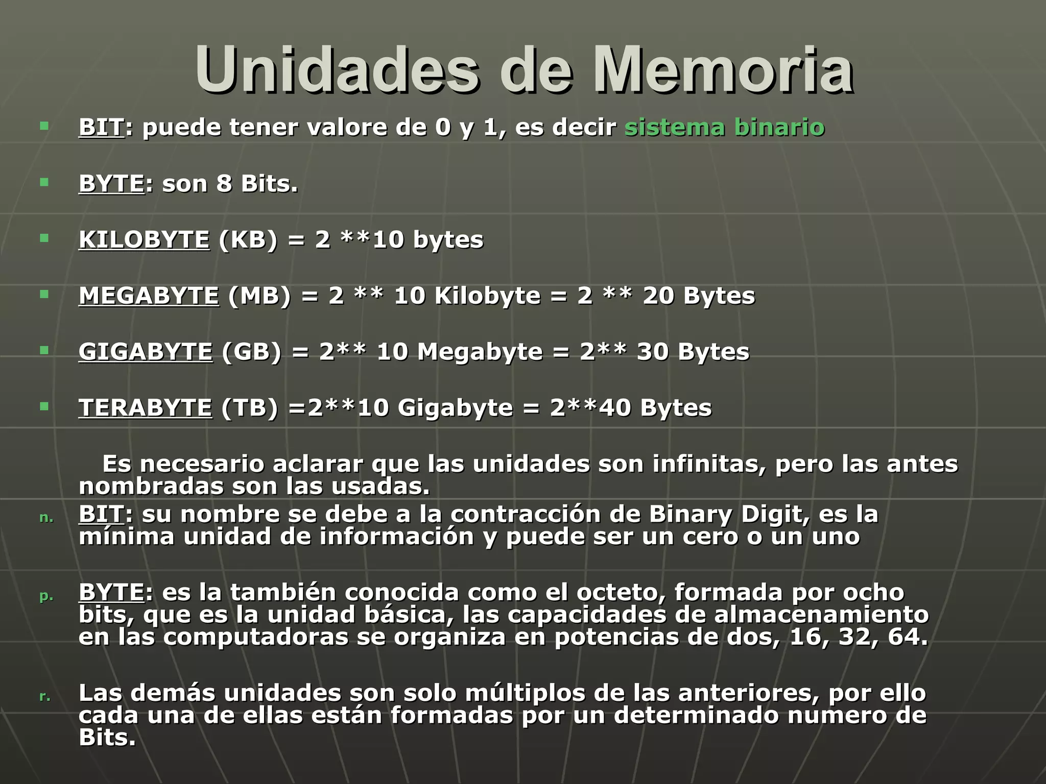 Clases de Computadoras y Tipos de Memoria | PPT
