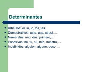 Clases De Palabras - Los Determinantes | PPT