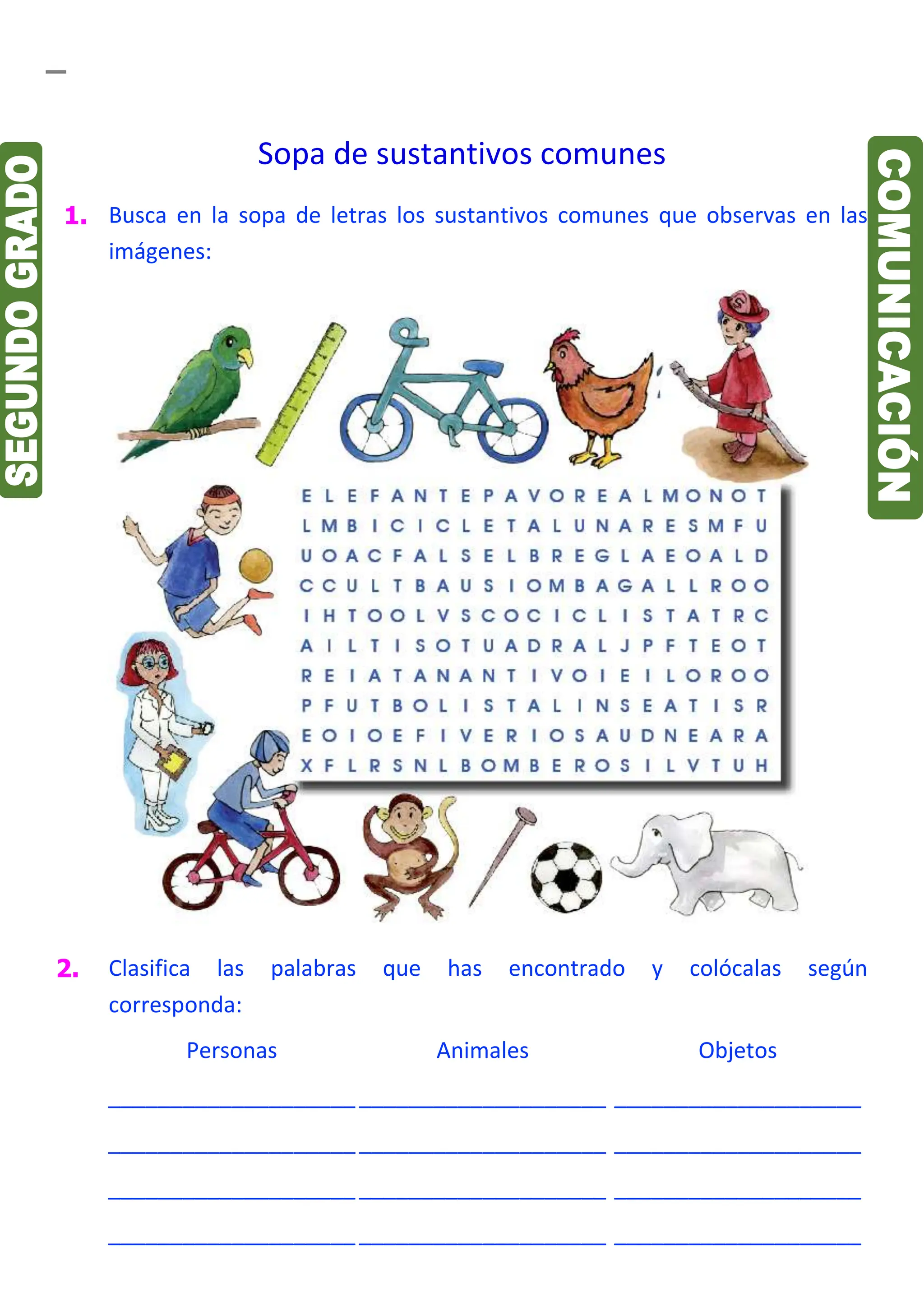 Hojas De Trabajo De Sustantivos Para Segundo Grado