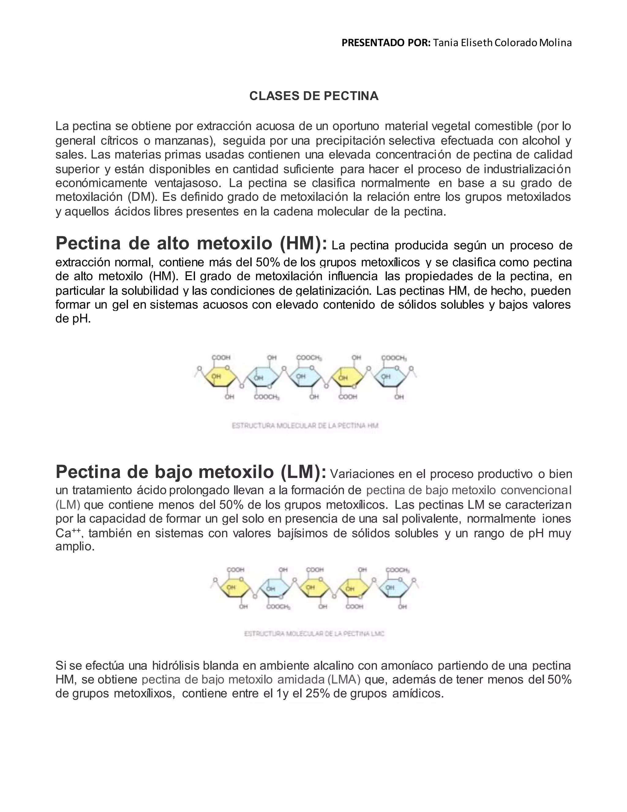 Clases de pectina | DOCX