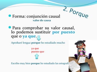 Los tipos de `"porque" | PPT