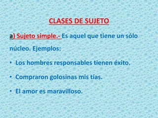 Clases de sujeto | PPTX