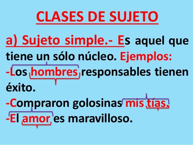 Clases de sujeto simple