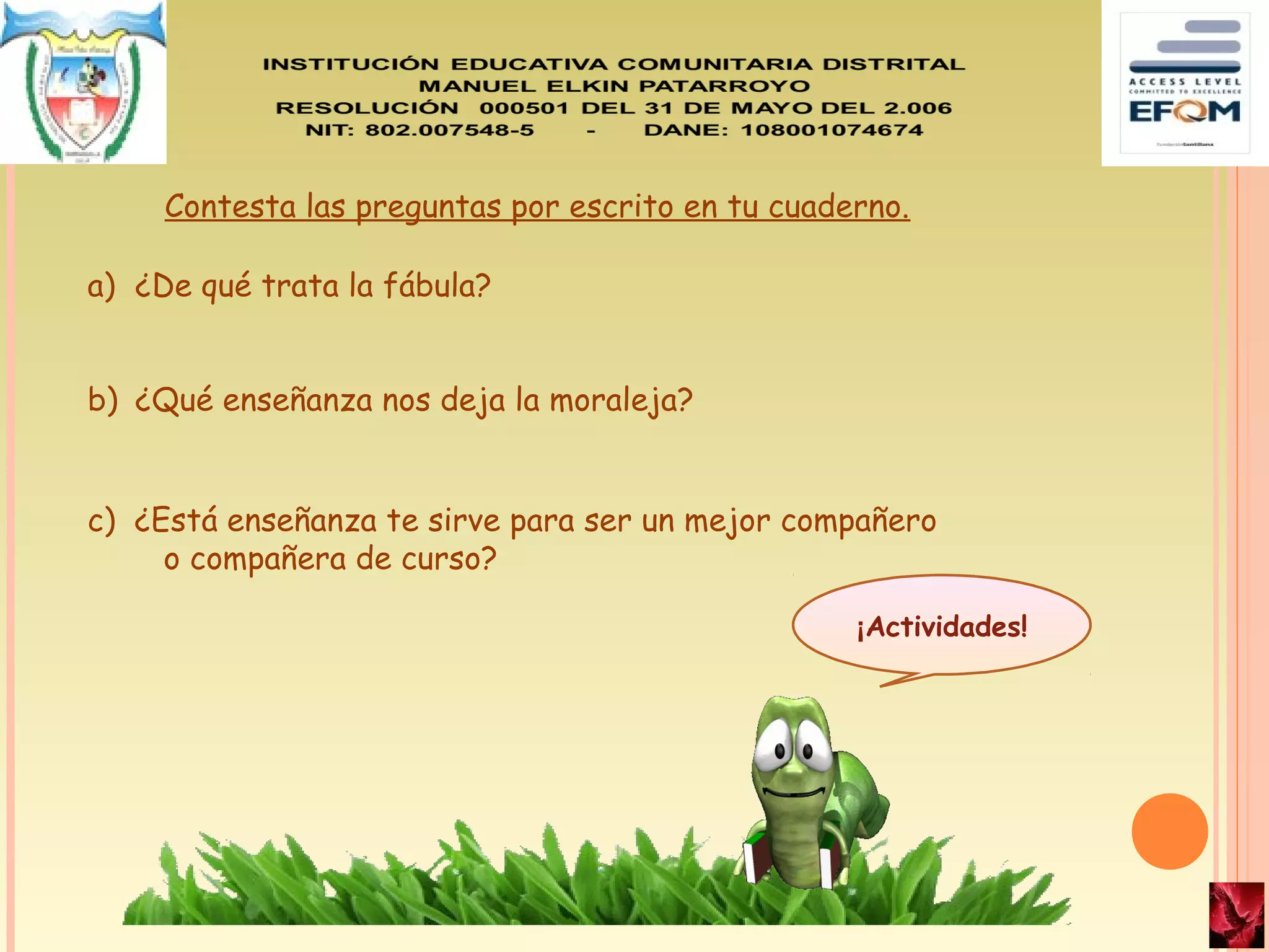 Clase sobre la fabula de 4ºa 5ºb-c | PPT