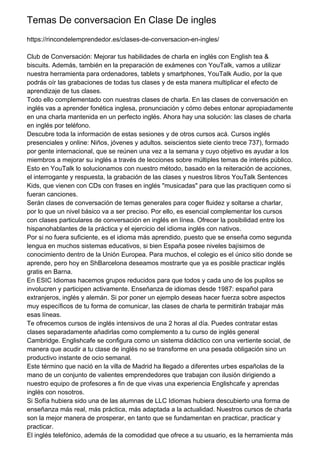 Temas De conversacion En Clase De ingles | PDF