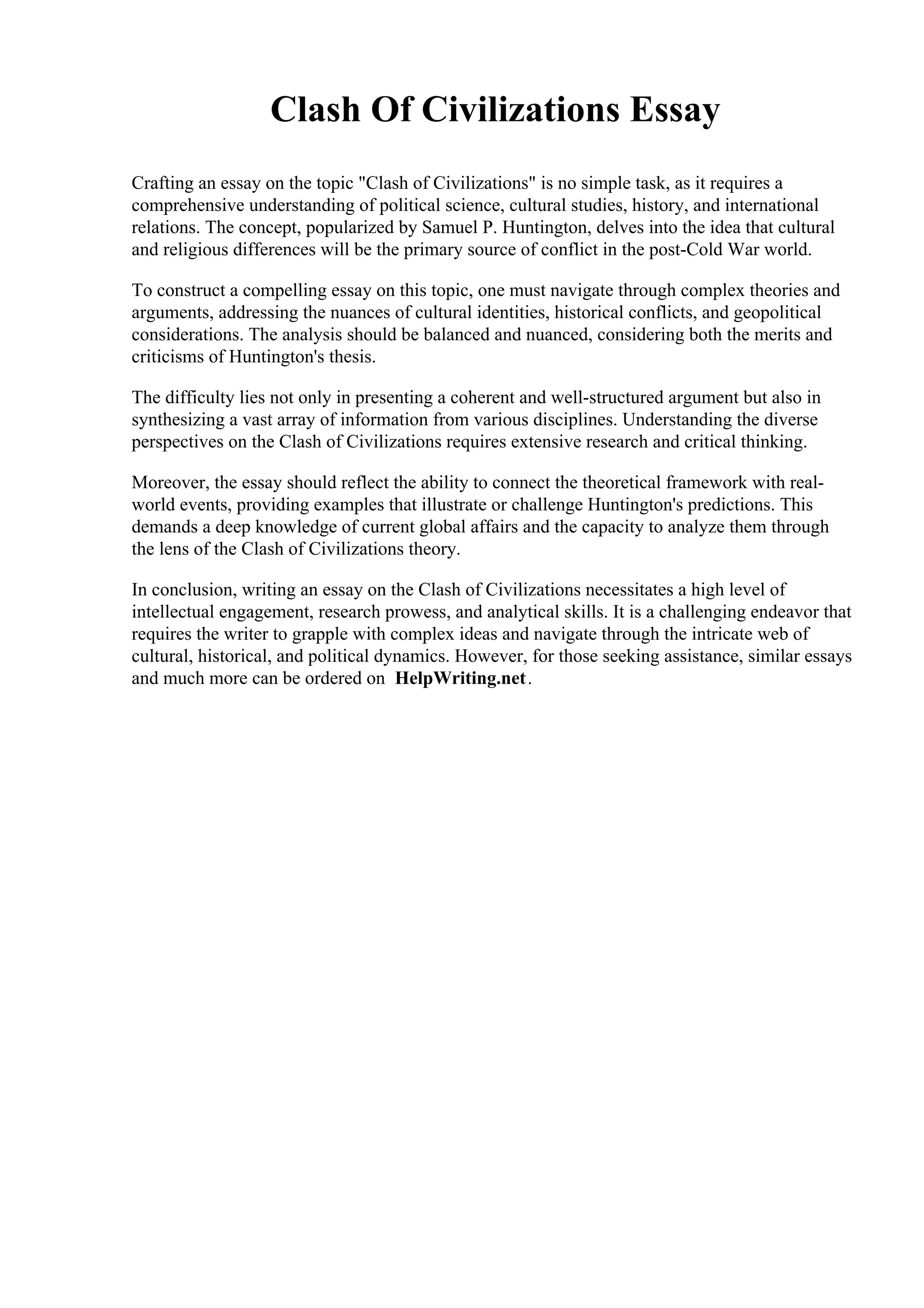 Clash Of Civilizations Essay.pdf