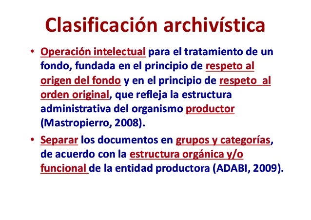 Clasificación archivística y cuadros de clasificación