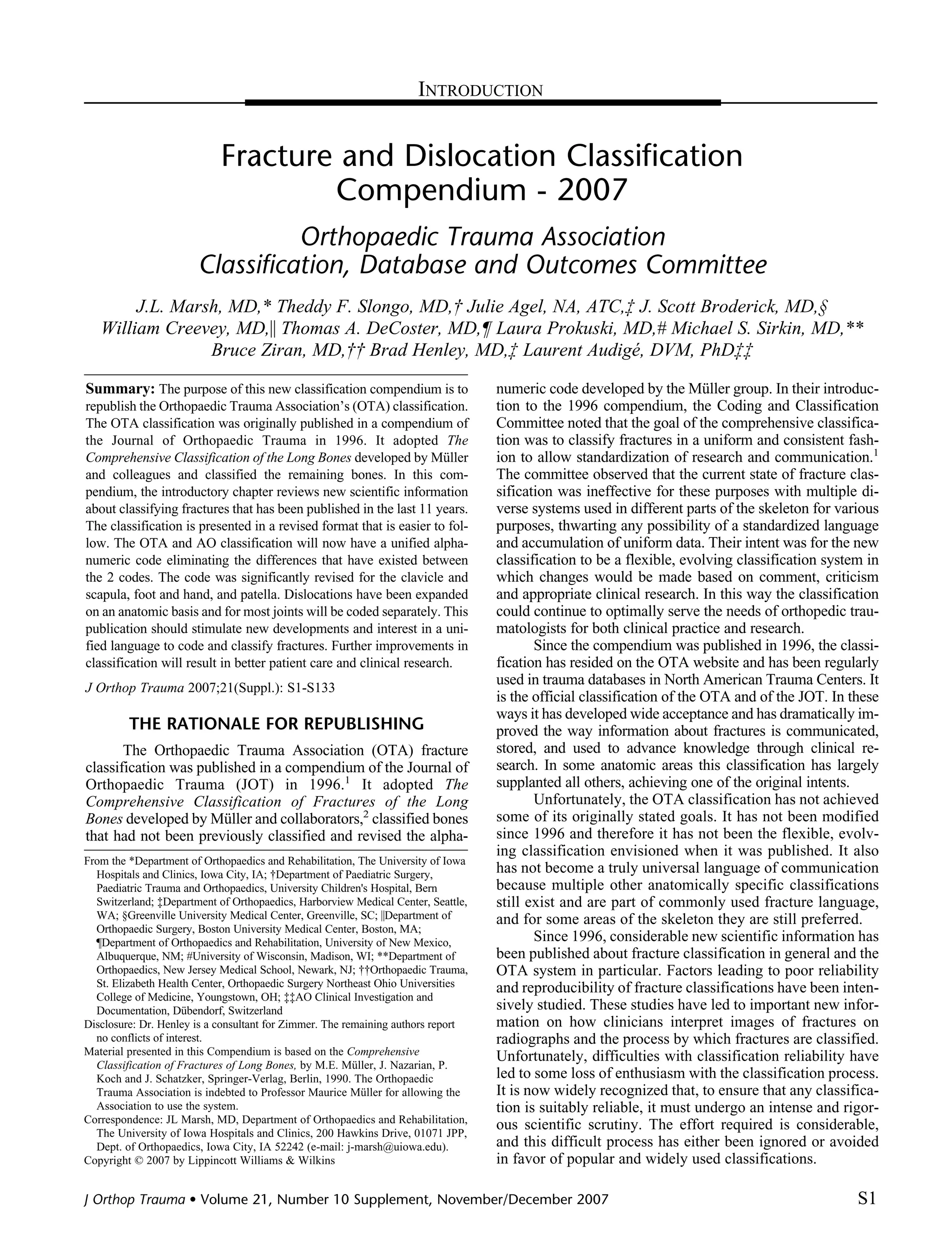 Clasificación de fracturas y luxaciones AO 2007 | PDF