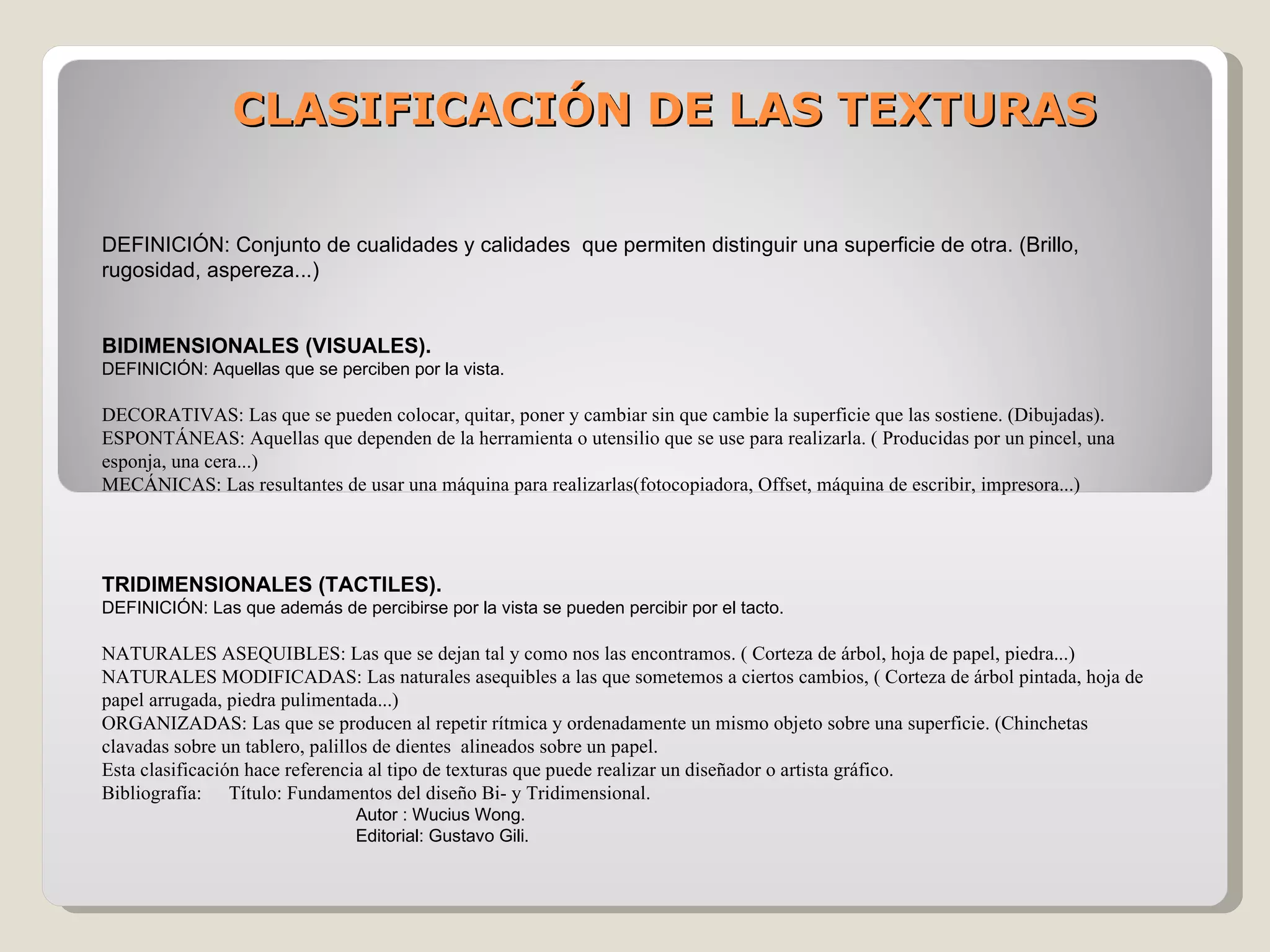 Clasificación de las texturas | PPT