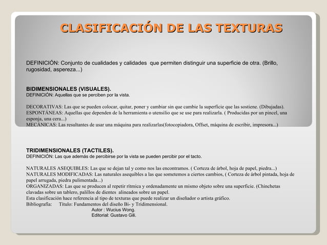 Clasificación de las texturas | PPT