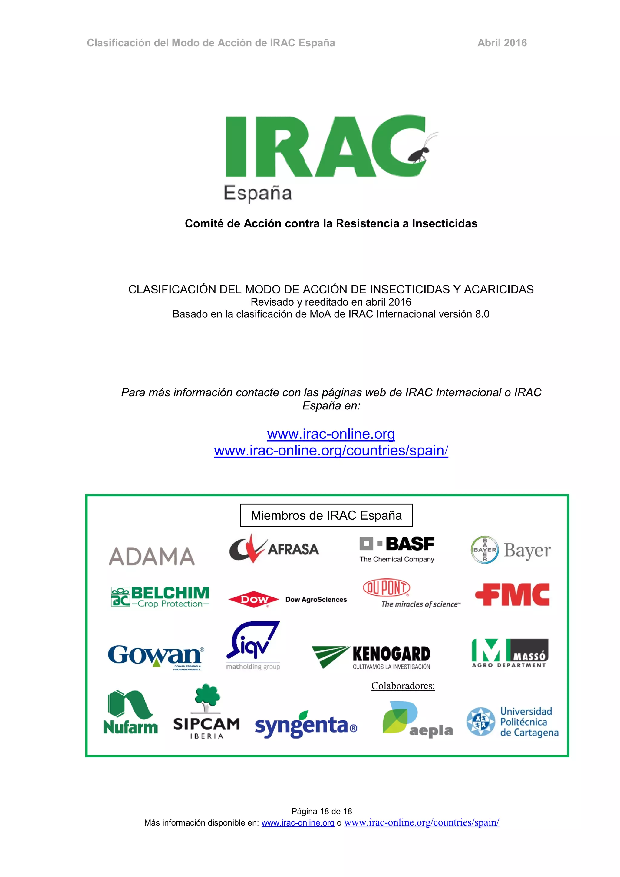 Clasificación del modo de acción de insecticidas y acaricidas (v4.1 apr ...