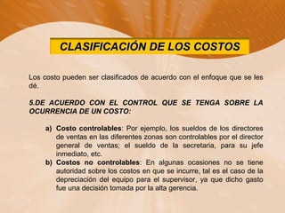 CLASIFICACION DE COSTOS | PPT
