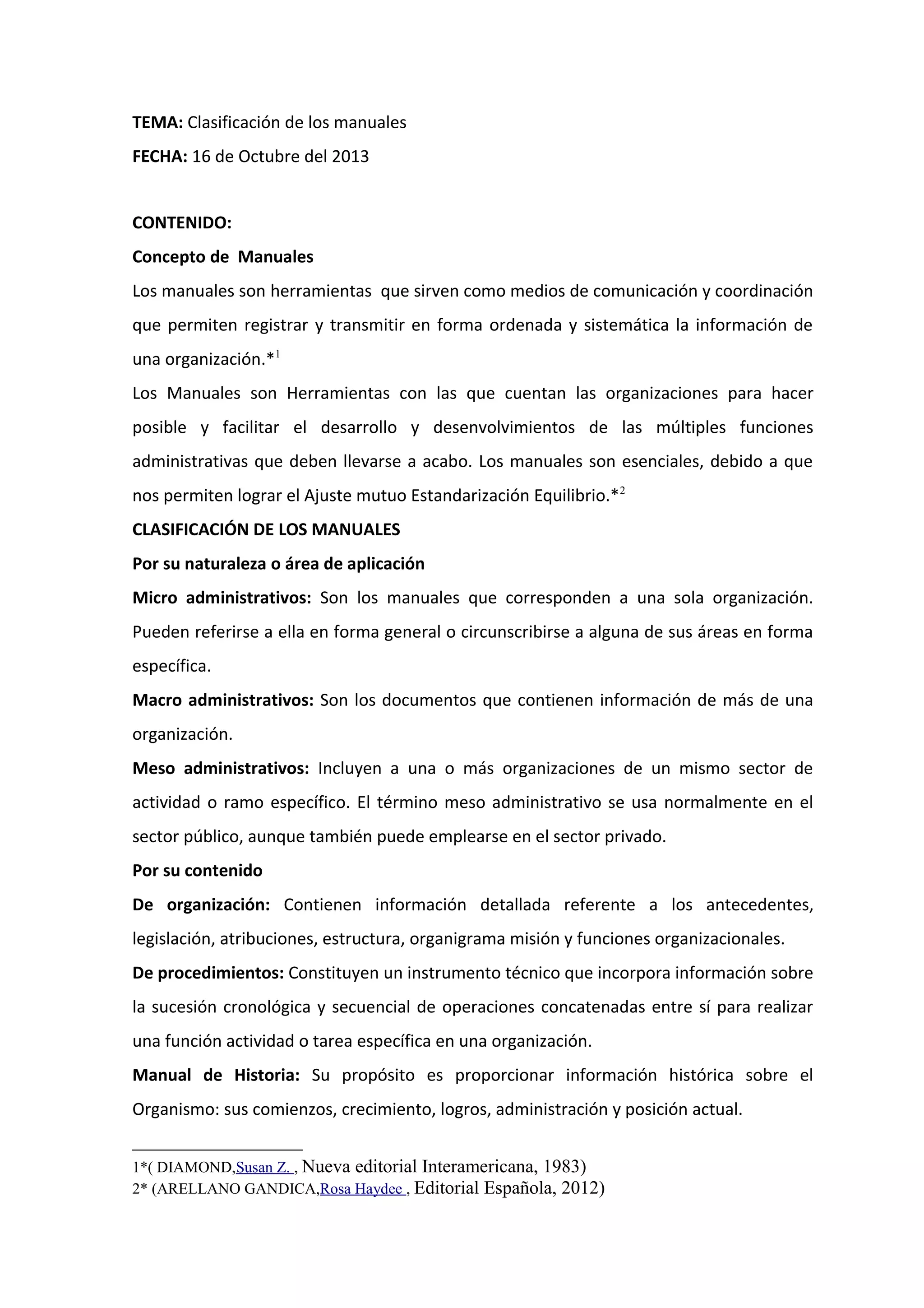 Clasificación de los manuales | RTF