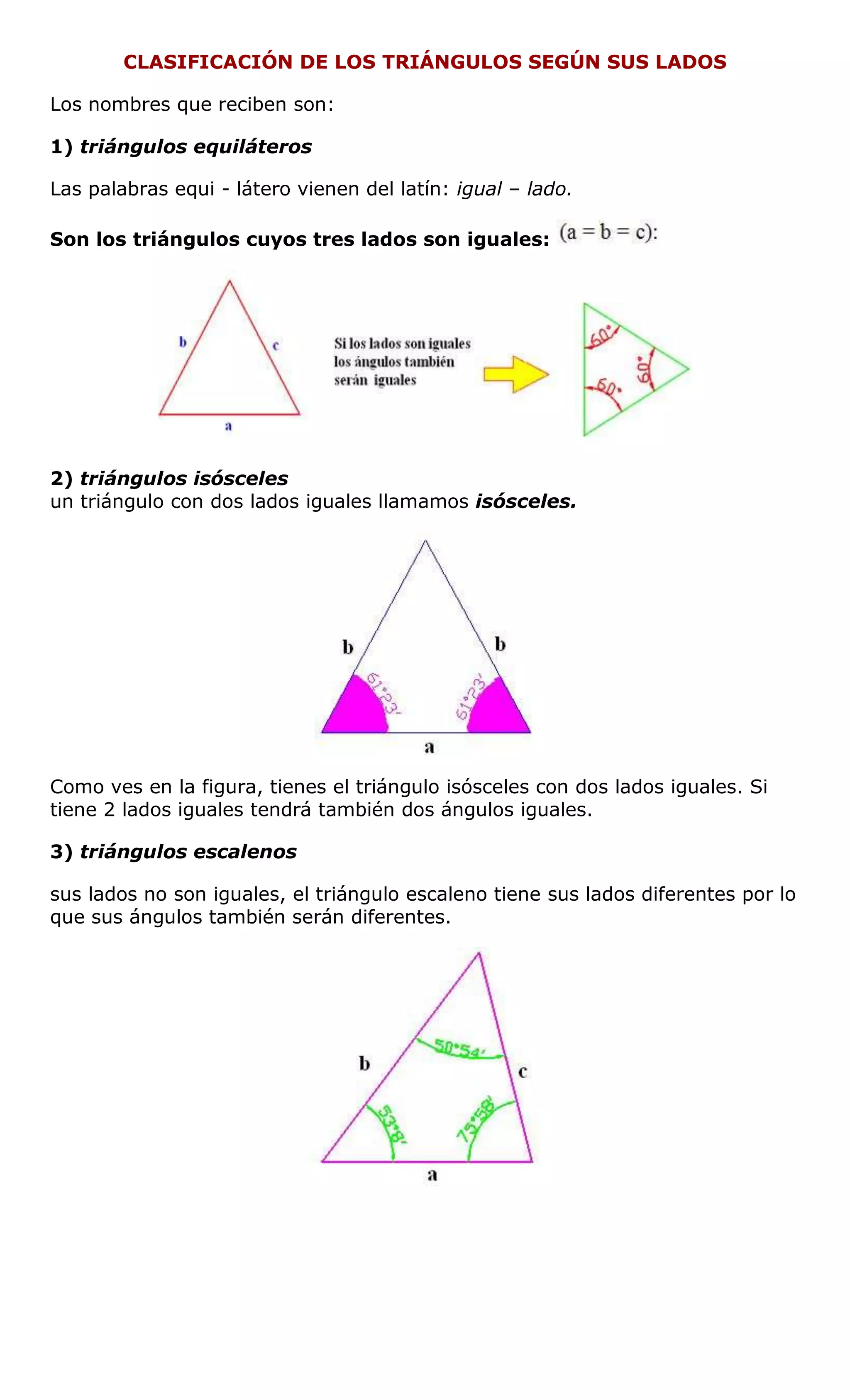 Clasificación de los triángulos según sus lados | DOCX