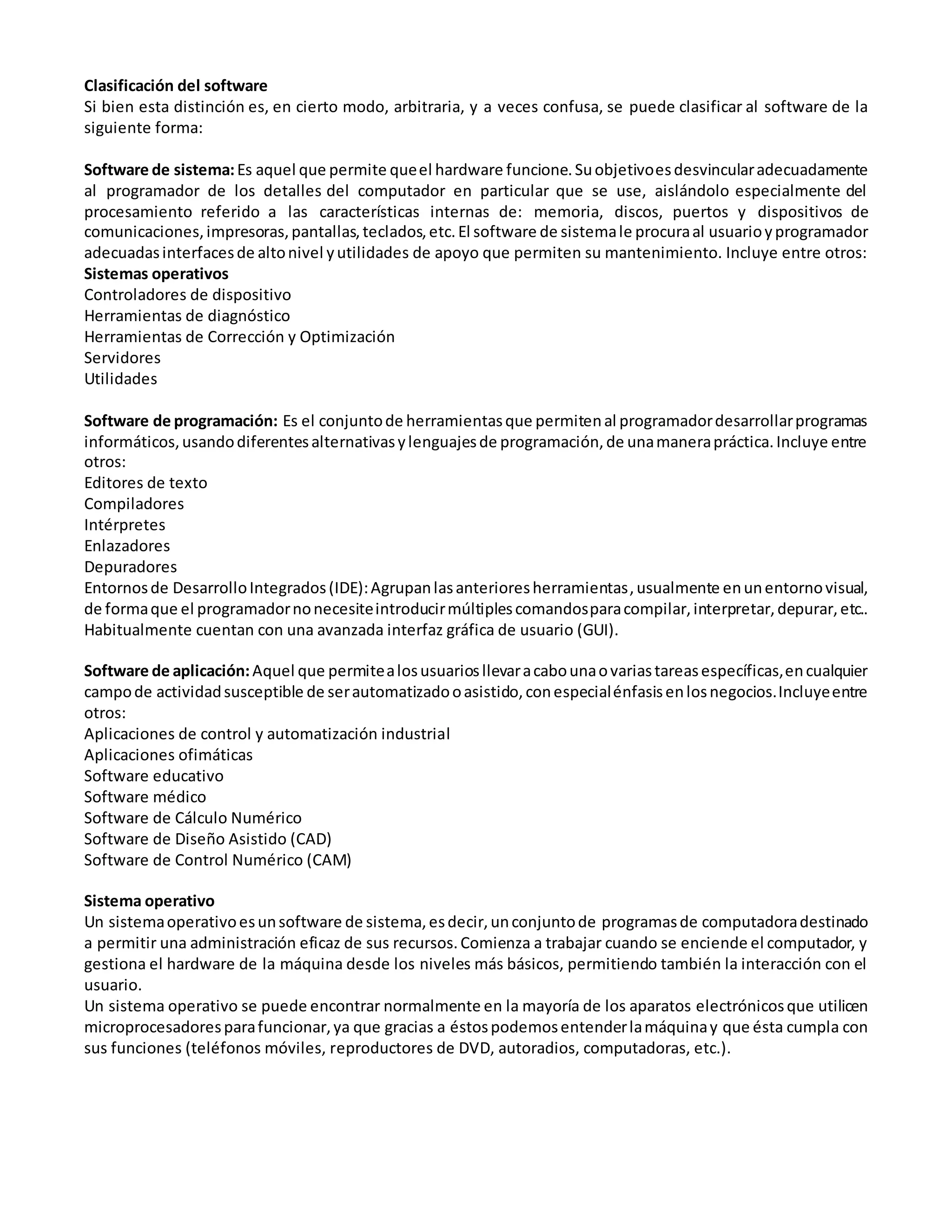 Clasificación del software | DOCX
