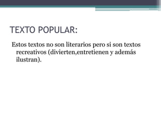 Clasificación de textos recreativos | PPTX