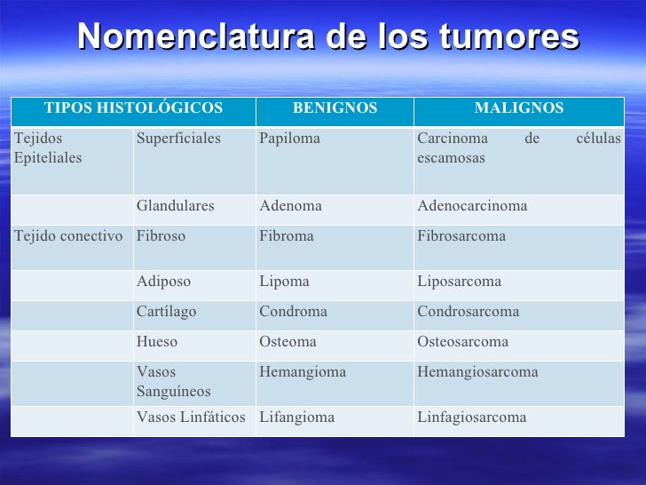 Tipos De Tumores Malignos
