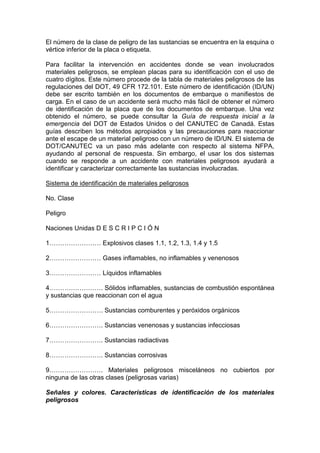 Clasificación e identificación de los materiales peligrosos | DOCX