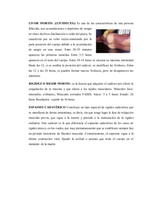 Clasificación médico legal de la muerte tanatología | DOCX
