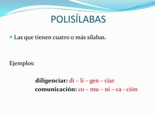 Clasificaciòn de palabras segùn sus sìlabas | PPTX