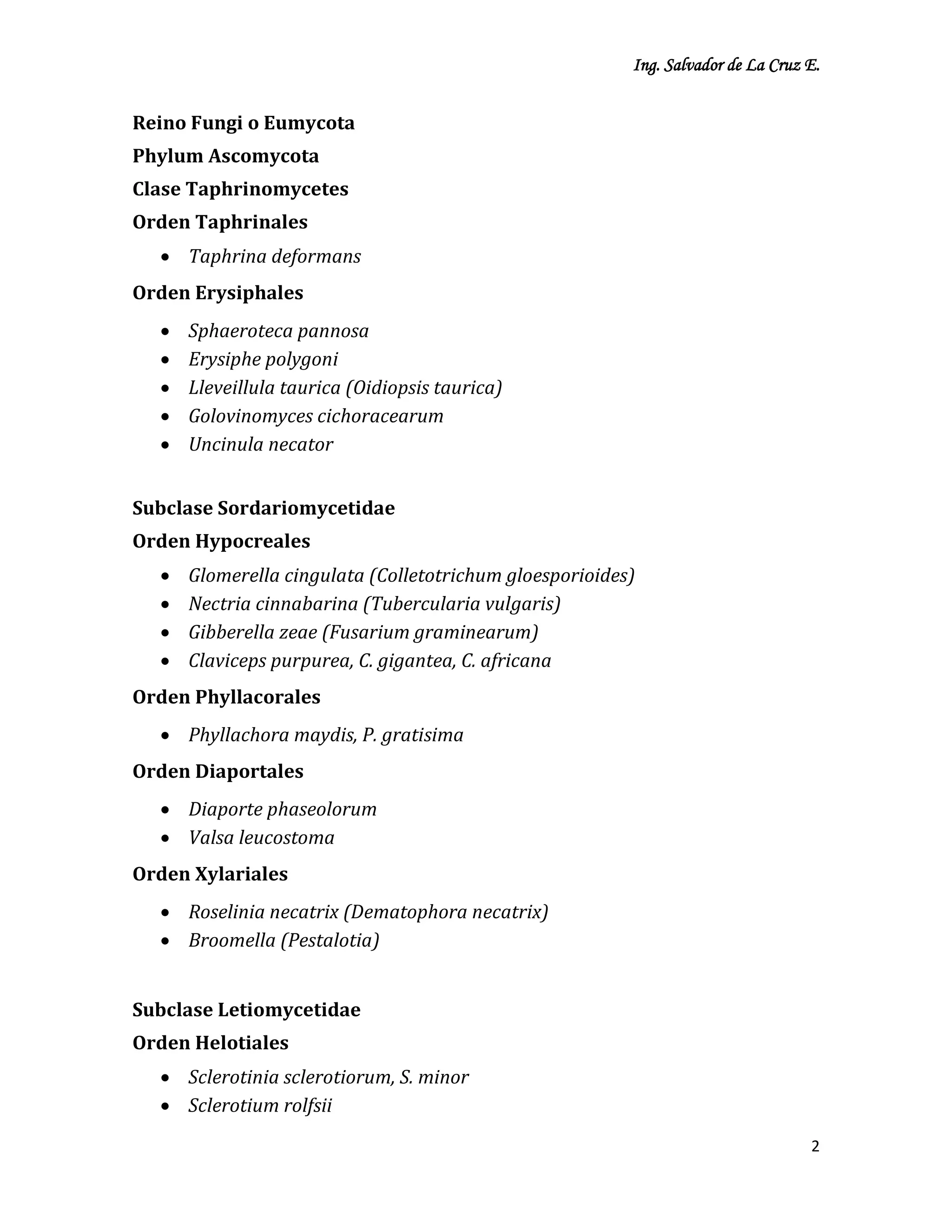 Clasificación Taxonómica de Hongos Fitopatógenos | PDF