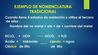 CLASIFICACIÓN Y NOMENCLATURA DE SALES. Lic Javier Cucaita | PPT