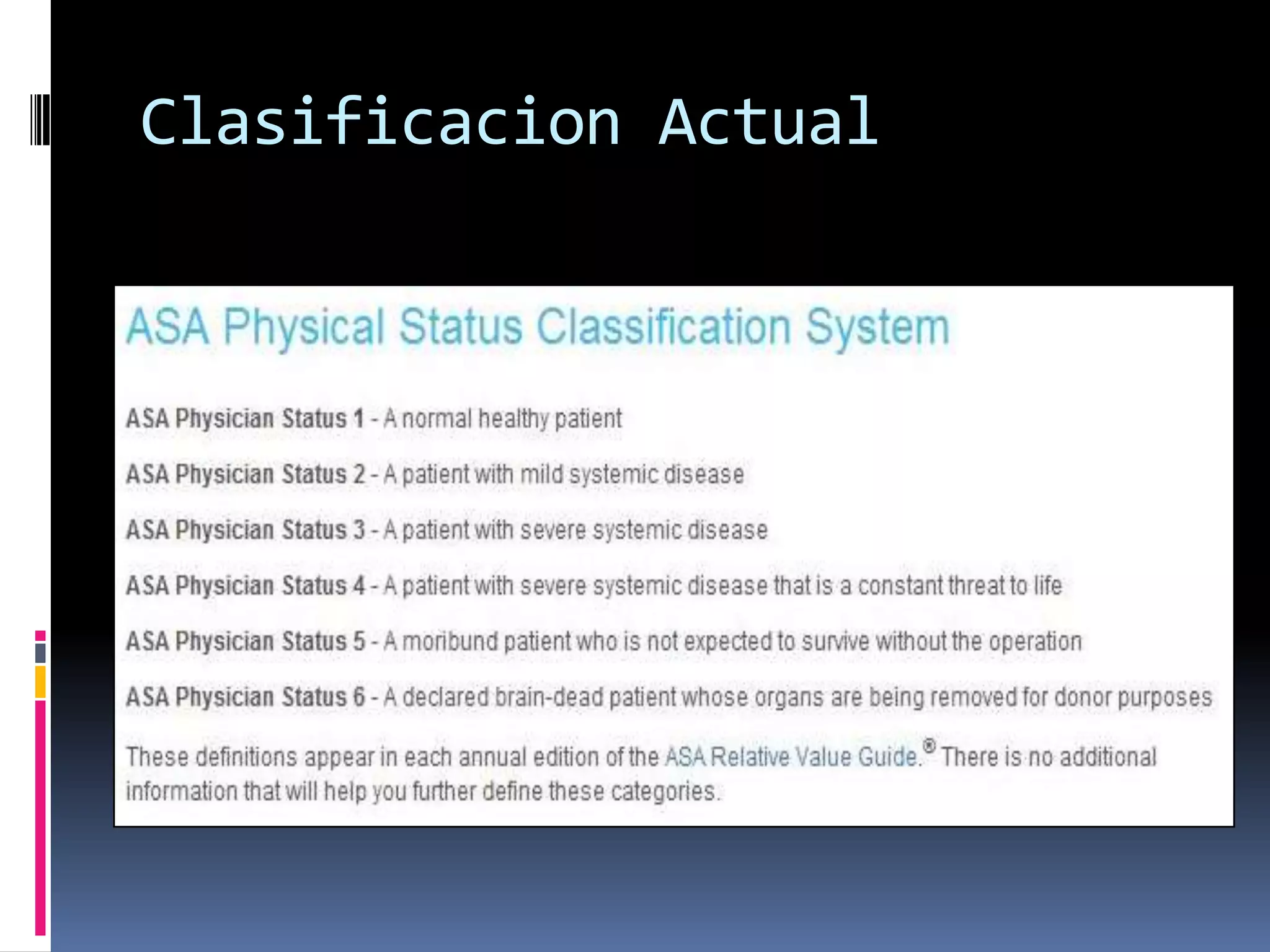 Historia de la Clasificacion ASA