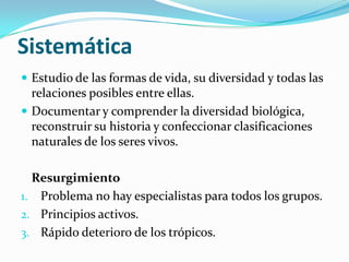 Clasificación biológica, nomenclatura y sistemática | PPTX