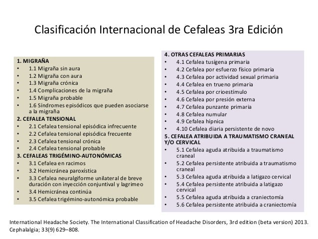 Clasificacion de cefalea