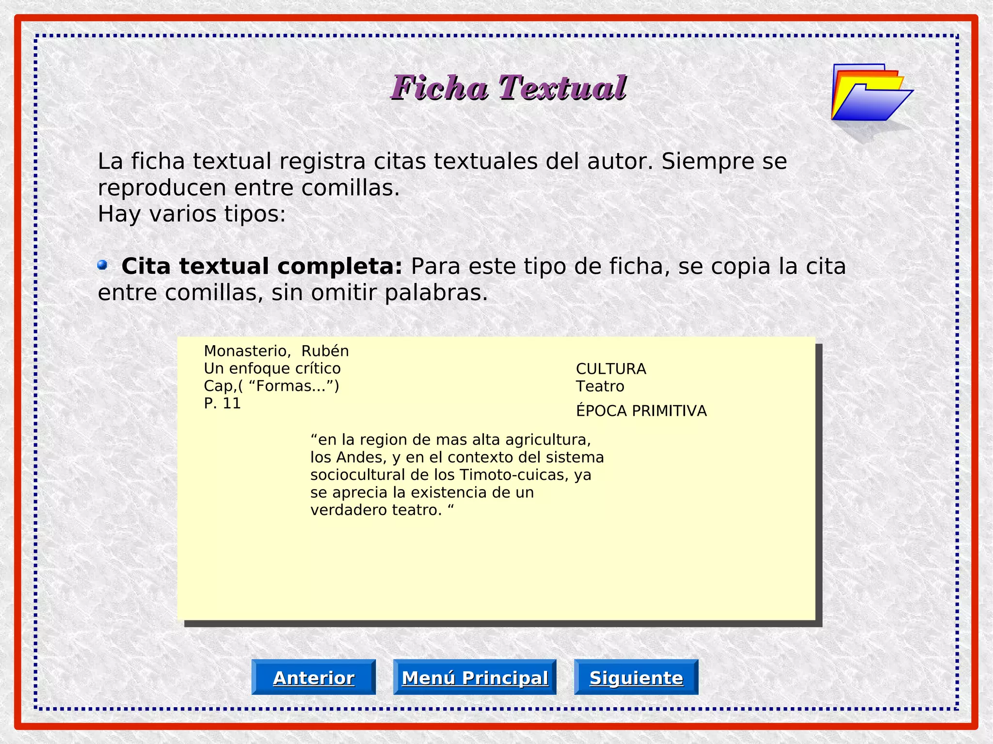 Clasificacion de las Fichas de Contenido | PPT